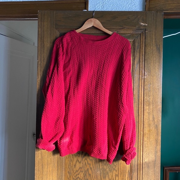 Vintage | Sweaters | Vintage Raspberry Red Oversized Sweater | Poshmark
